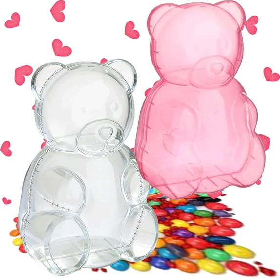 12PCS Clear Gummy Bear Shaped Plastic Containers – Reusable Candy Boxes ...