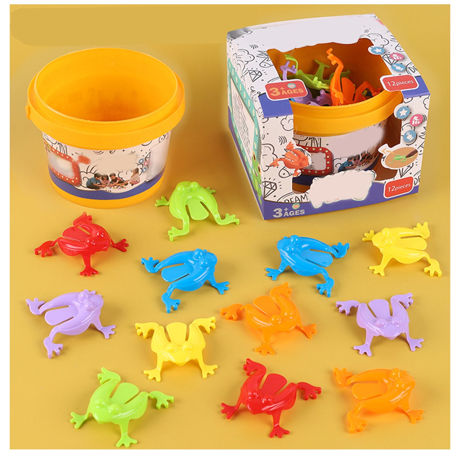 12PCS Colorful Frog Jumping Toys Finger Pressing Leaping Frogs with ...