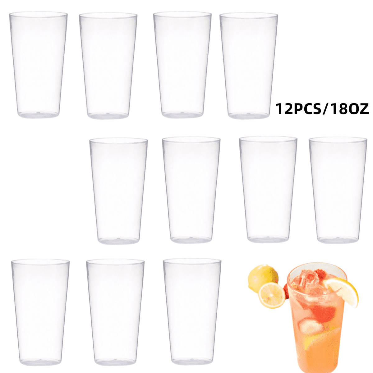 12Pcs 18oz Cups Reusable Cups Camping Cups Drinking BBQ Cups for Indoor ...