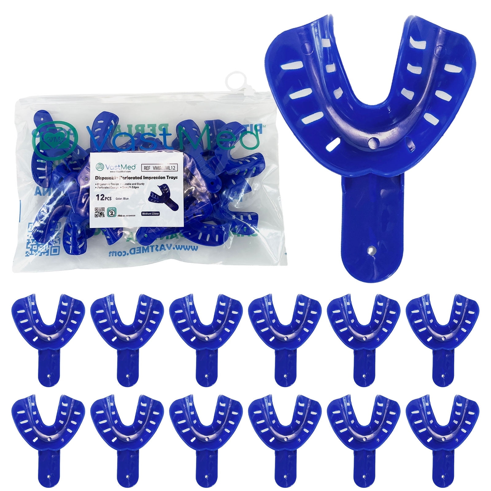 12PCS Dental Grade Disposable Perforated Plastic Dental Impression ...