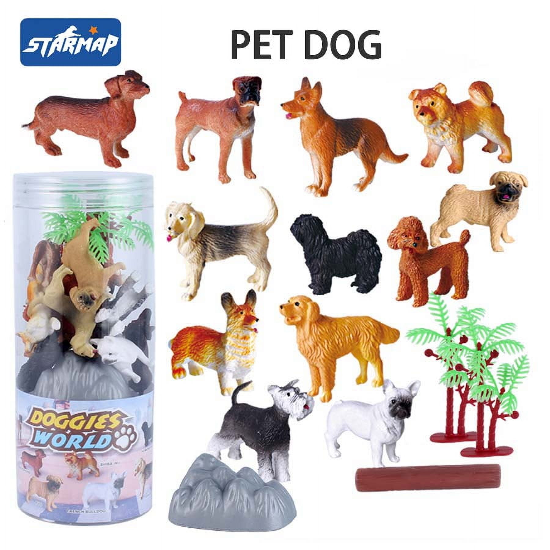 12PCS Dog Figurines, Realistic Plastic Puppy Figurines, Hand Painted ...