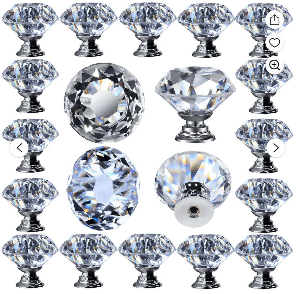 12PCS Dresser Knobs Drawer Knobs Crystal Cabinet Knobs Crystal Knobs for Drawers Crystal Glass ...