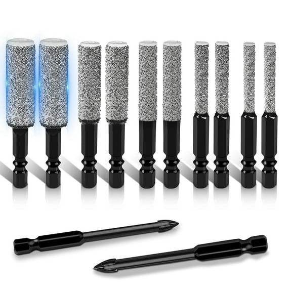 12PCS Drill Bit Set, 35mm Extended Brazed Grinding , Dry Drilling Wax ...