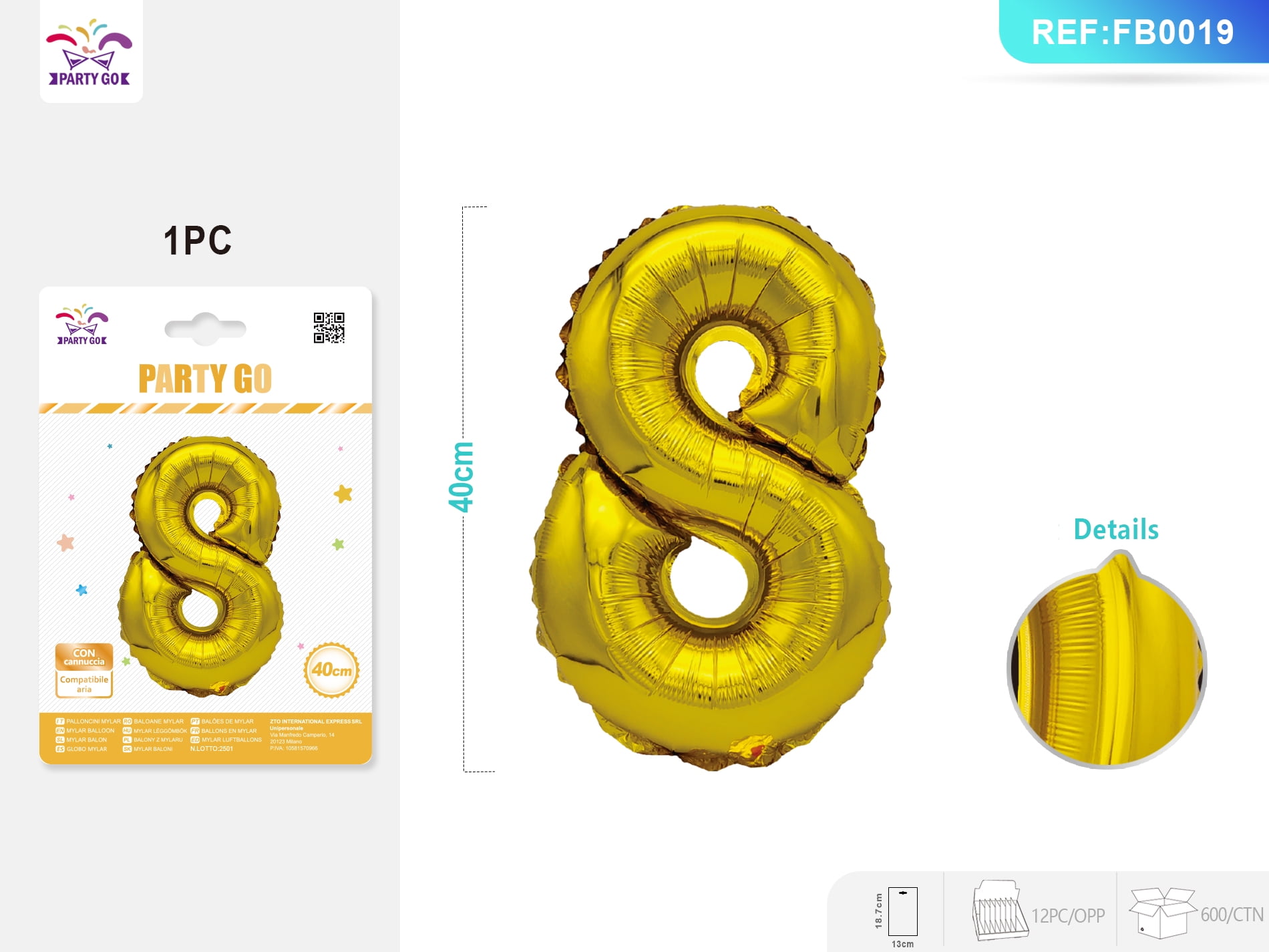 12PCS Each! HAILUA 40CM Golden Aluminium Balloons in Numbers 0-9 ...