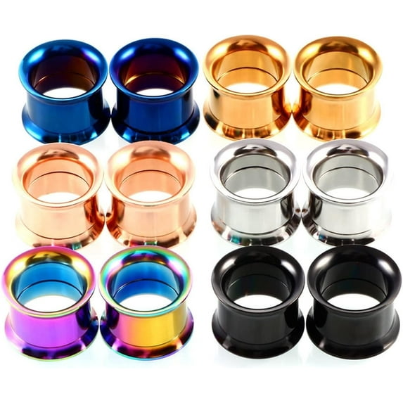 12PCS Ear Stretching Kit Unique, Multicolor Hoop Tunnels Plugs Starter ...