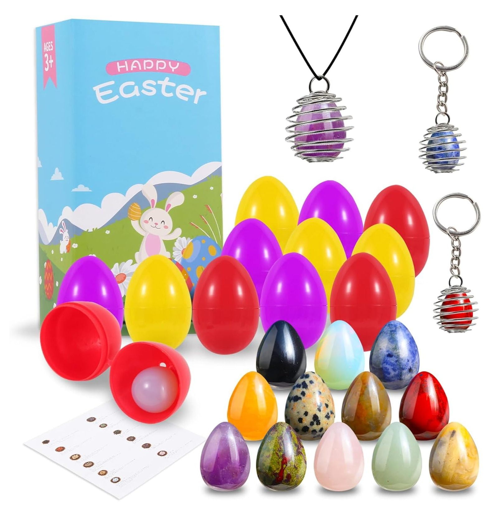 12PCS Easter Basket Stuffers of 12Pcs Gemstones Prefilled Easter Eggs ...