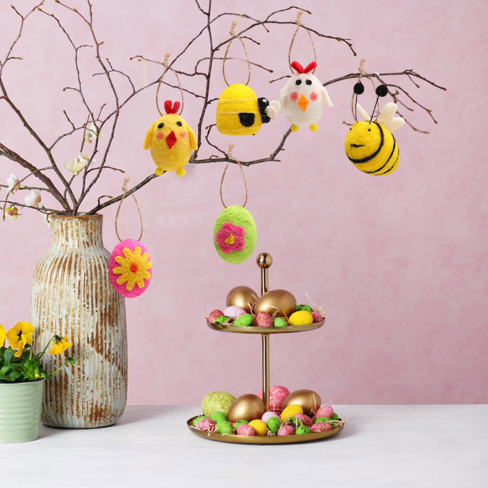 12PCS Easter Felt Bunny and Egg Ornaments Set DIY Craft Hanging ...