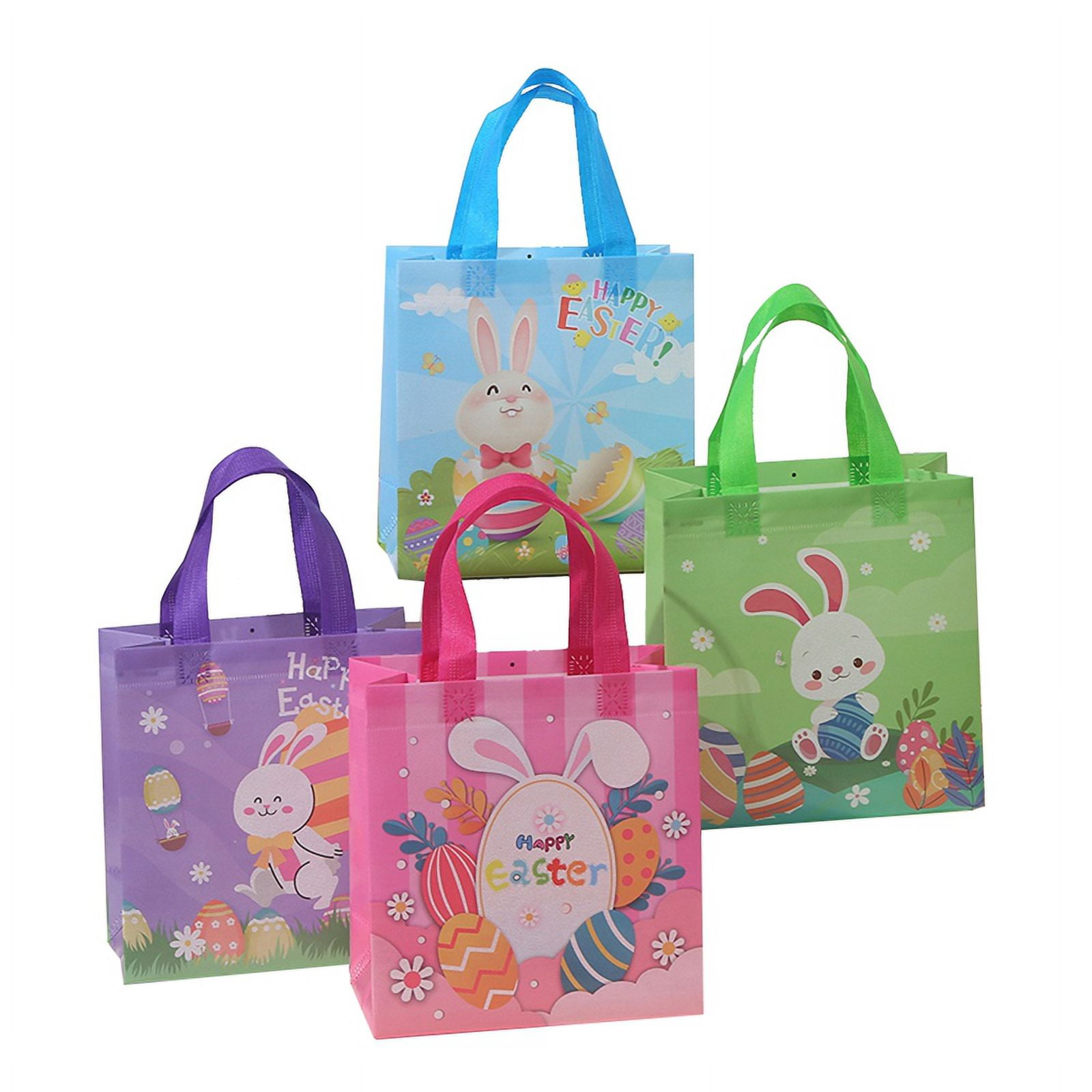 12PCS Easter Gift Bags Easter Bags with Handles Happy Easter Bunny Gift ...