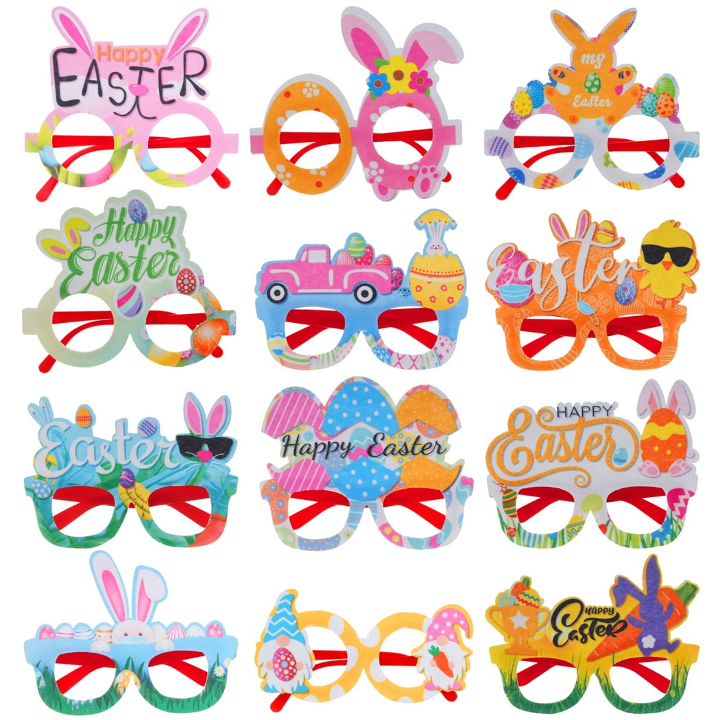 12PCS Easter Party Glasses Frames, Easter Bunny Eyeglasses Bunny Ears ...