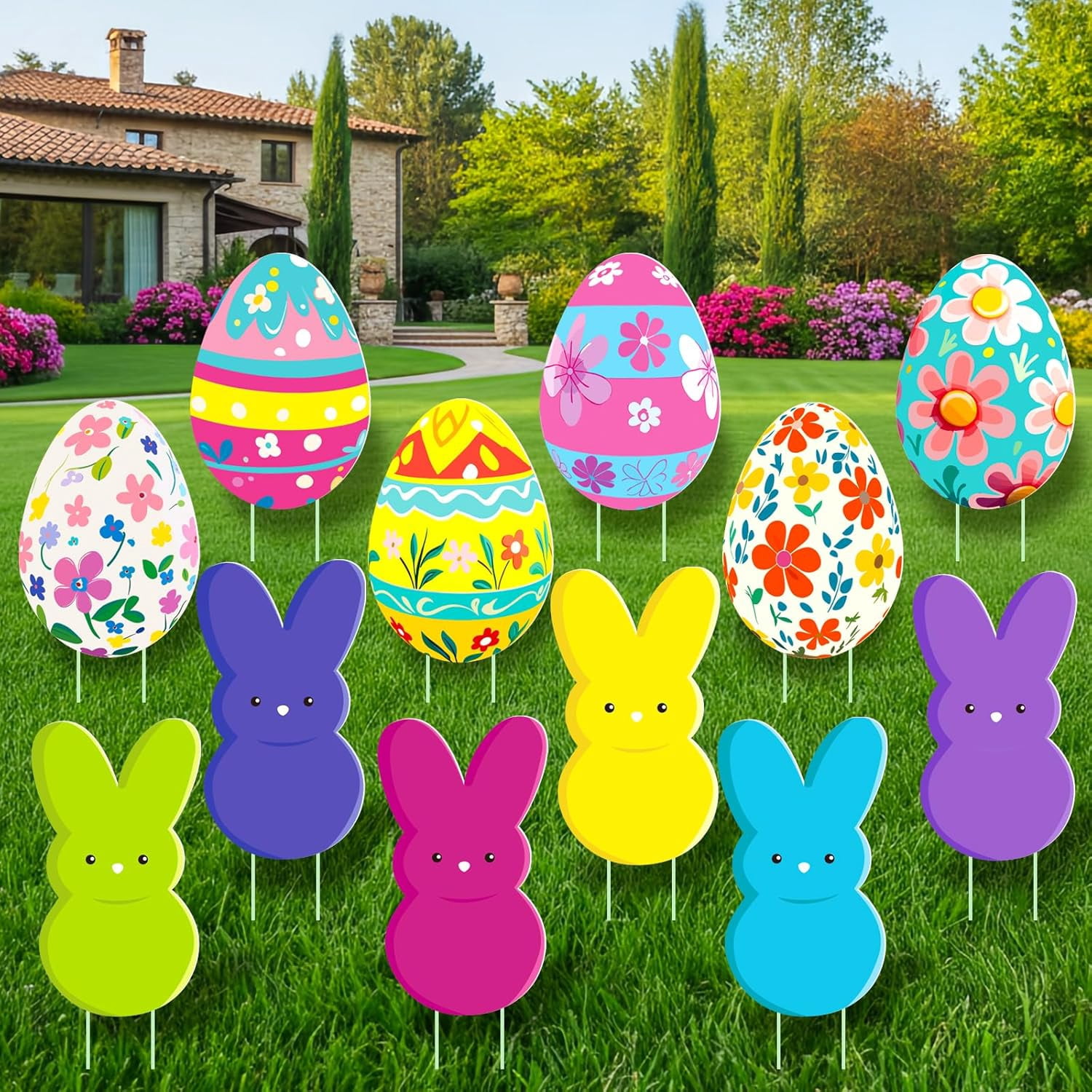 12PCS Easter Yard Outdoor Decorations – Double-Sided Printed Lawn ...