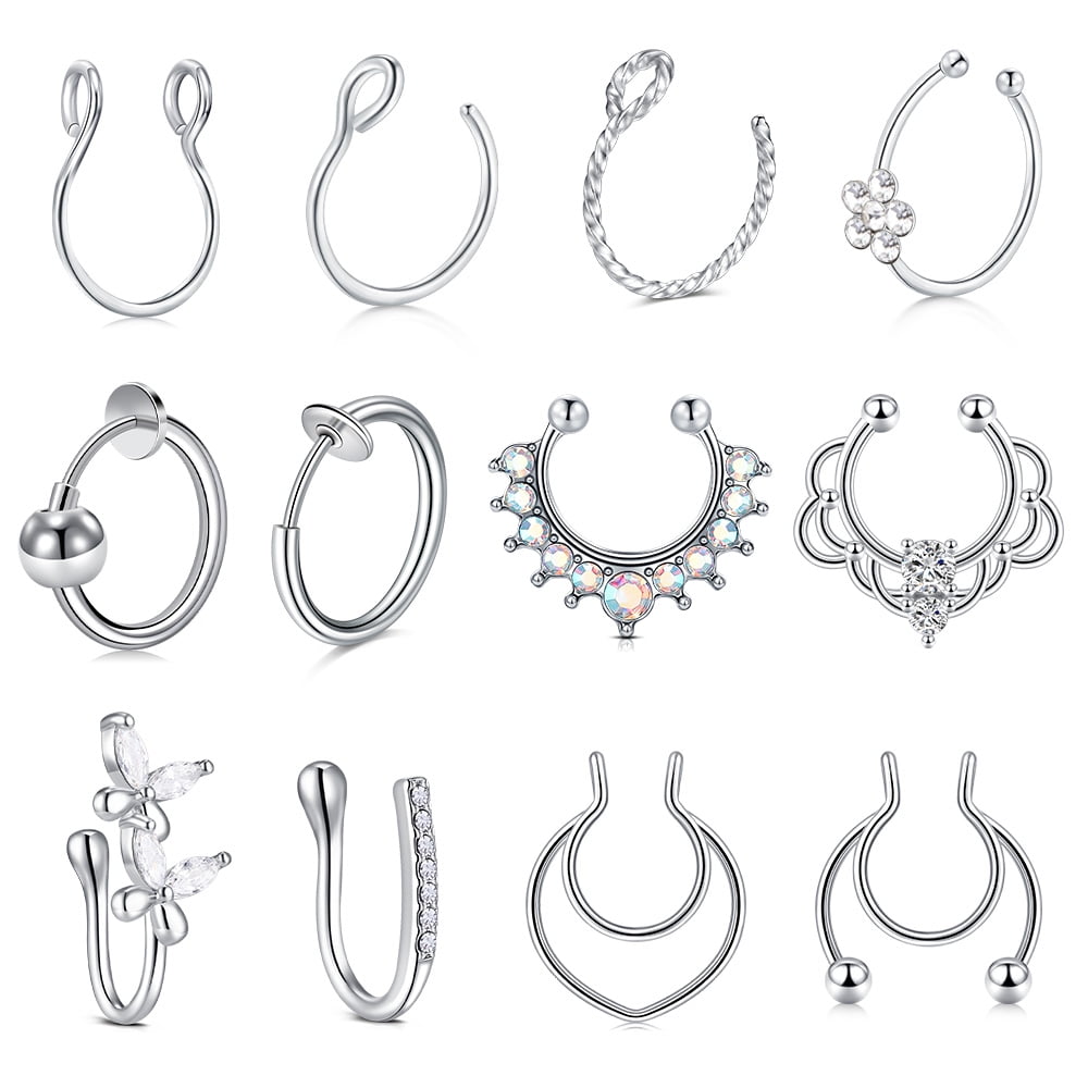Briana Williams Unisex Faux Septum Non-Piercing Fake Nose Ring, 12 ...