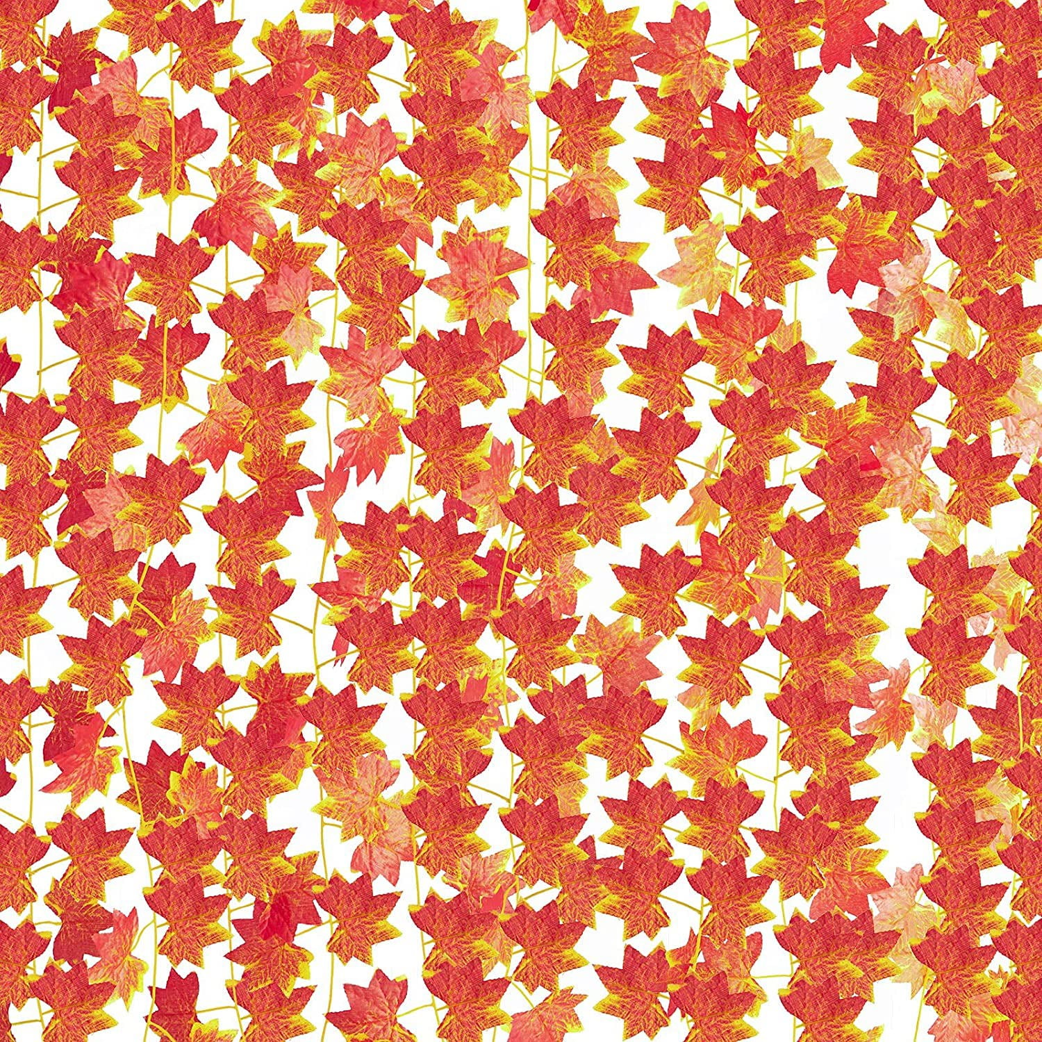 12PCS Fall Leaves Garland, Autumn Maple Leaf Garland Hanging Vine for ...