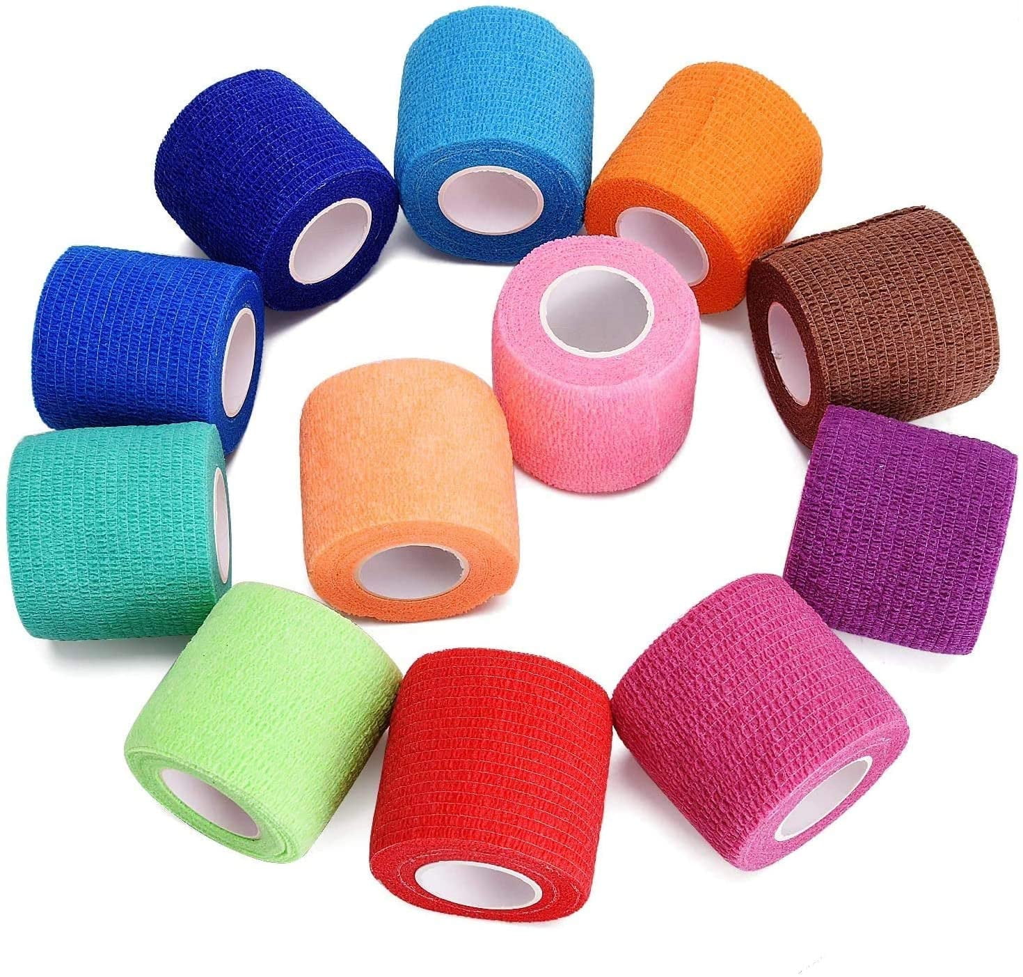 12PCS First Aid Cohesive Bandage, 2" x5yd / 5cmx4.5m Self Adherent ...