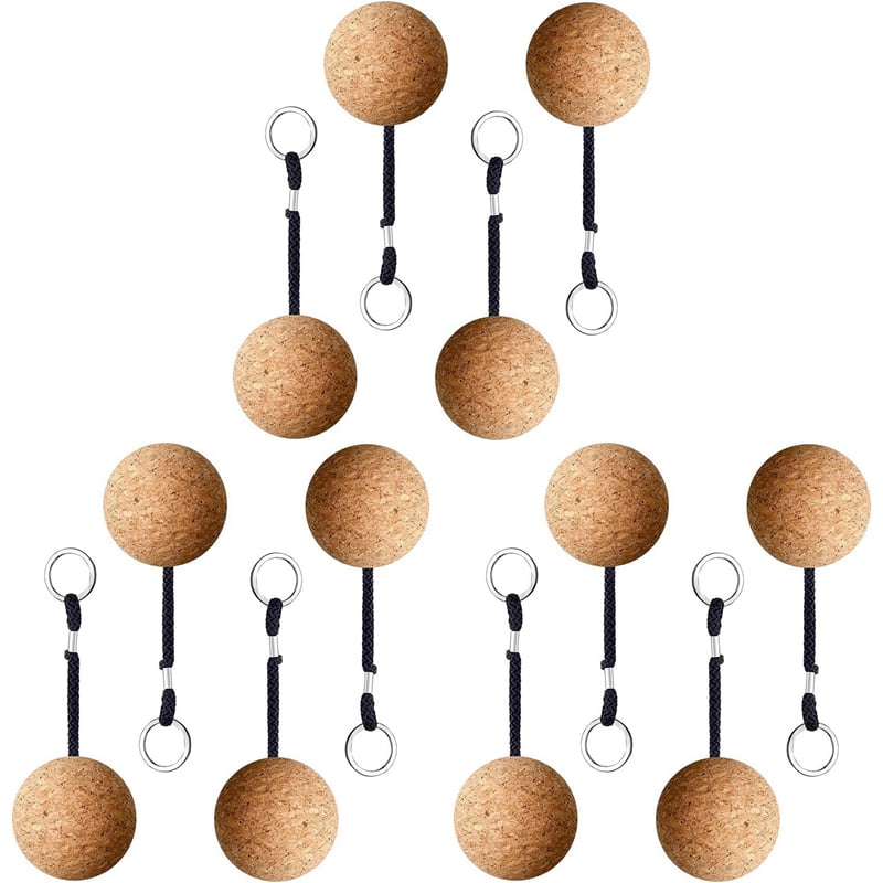 12PCS Floating Cork Keyring, Floatable Wooden Ball Key Chain for Water ...