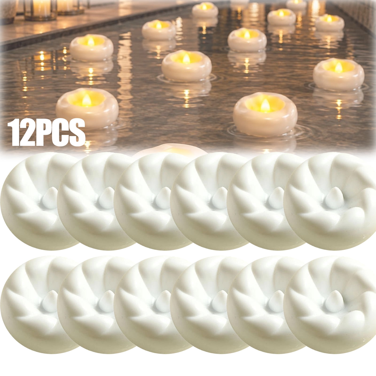 12PCS Floating Flameless Candles Flameless Floating Candles Waterproof ...