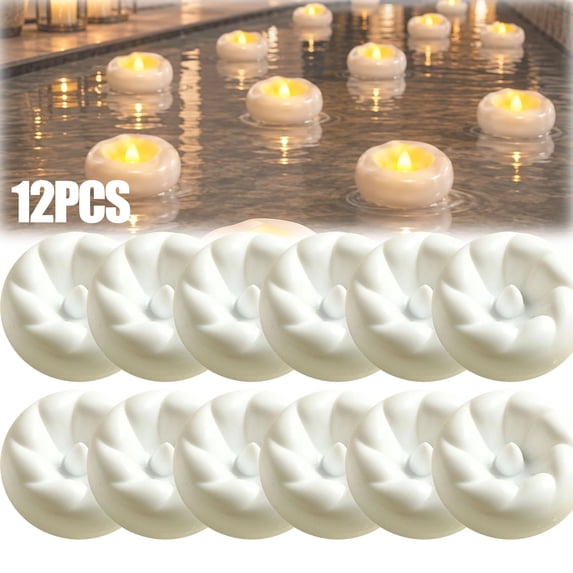 12PCS Floating Flameless Candles Flameless Floating Candles Waterproof ...