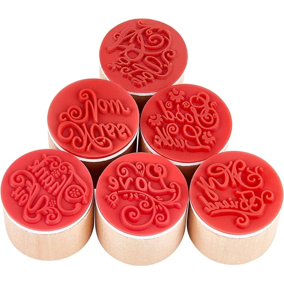 12PCS Floral Wood Rubber Stamp Rubber Stamp Set Word Sign Column Wood ...