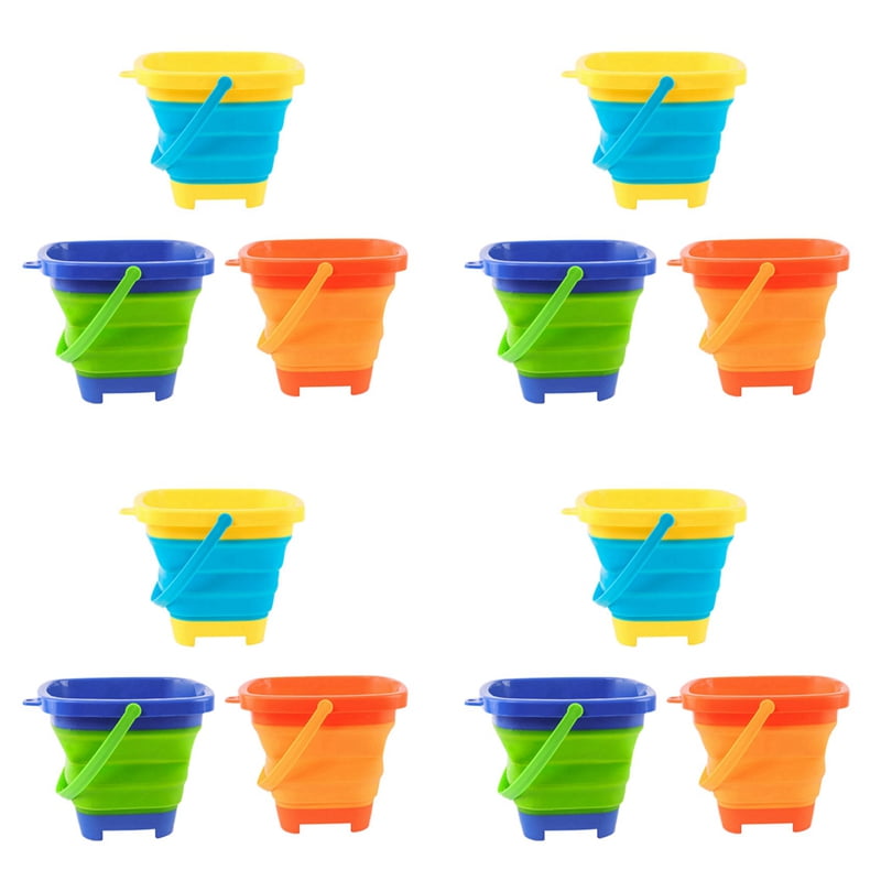 12PCS Foldable Bucket Foldable Pail Bucket Sand Buckets Silicone Bucket ...