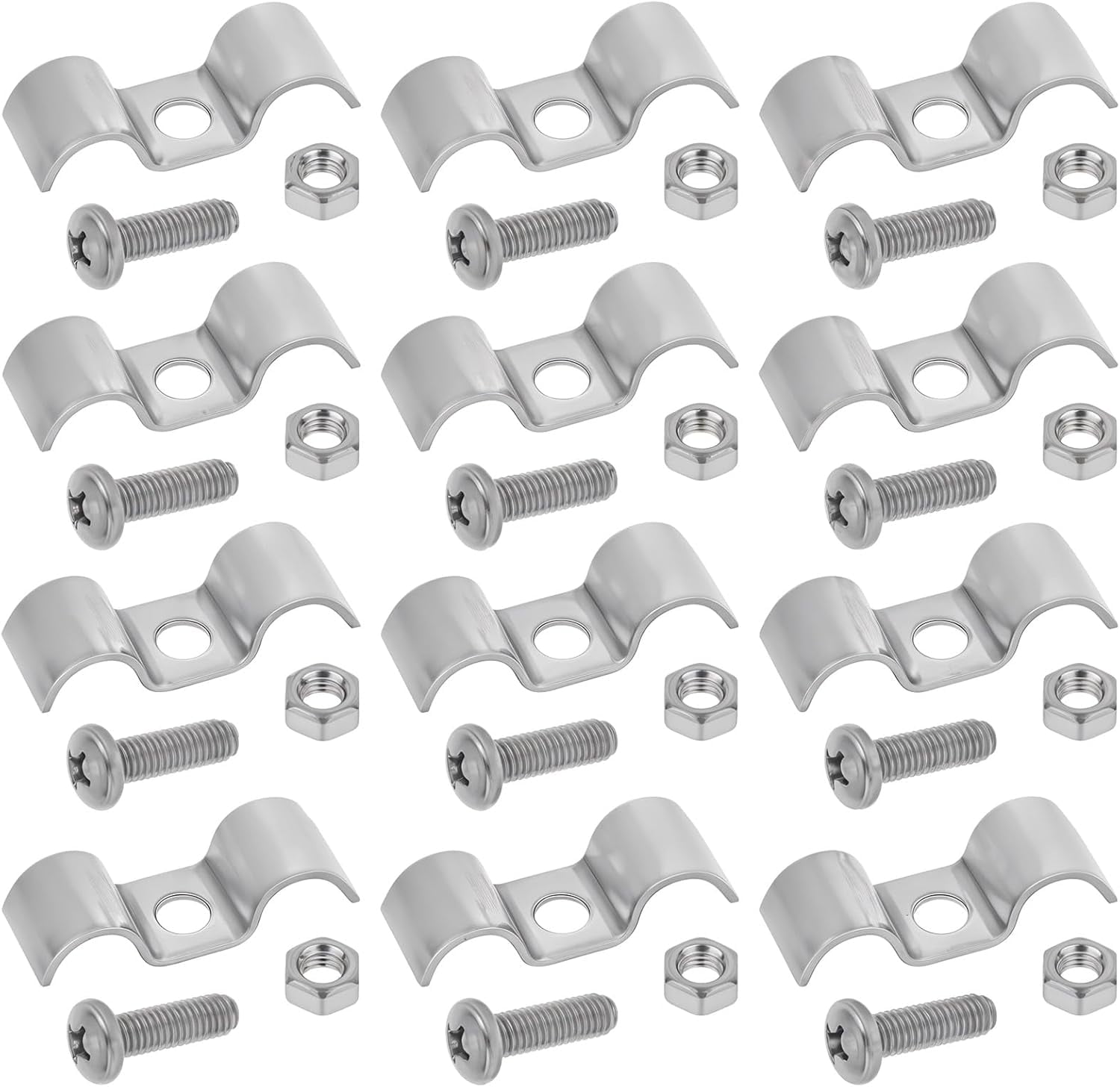 12PCS Fuel Line Clamp Stainless Steel Double Line Clamps Brake 3/8 ...