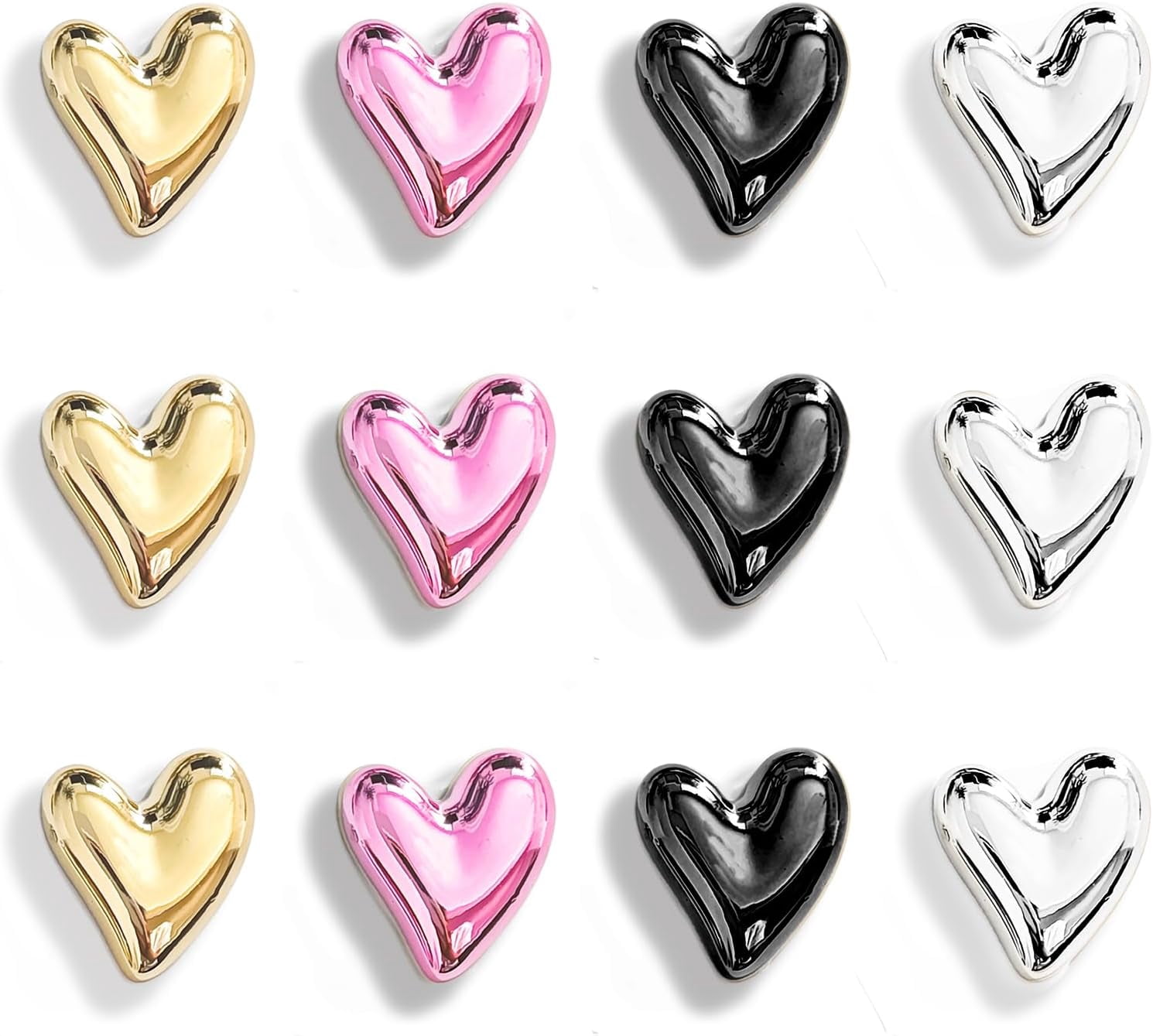 12PCS Gold Fridge Magnets Cute Heart Magnet for Refrigerator Small ...