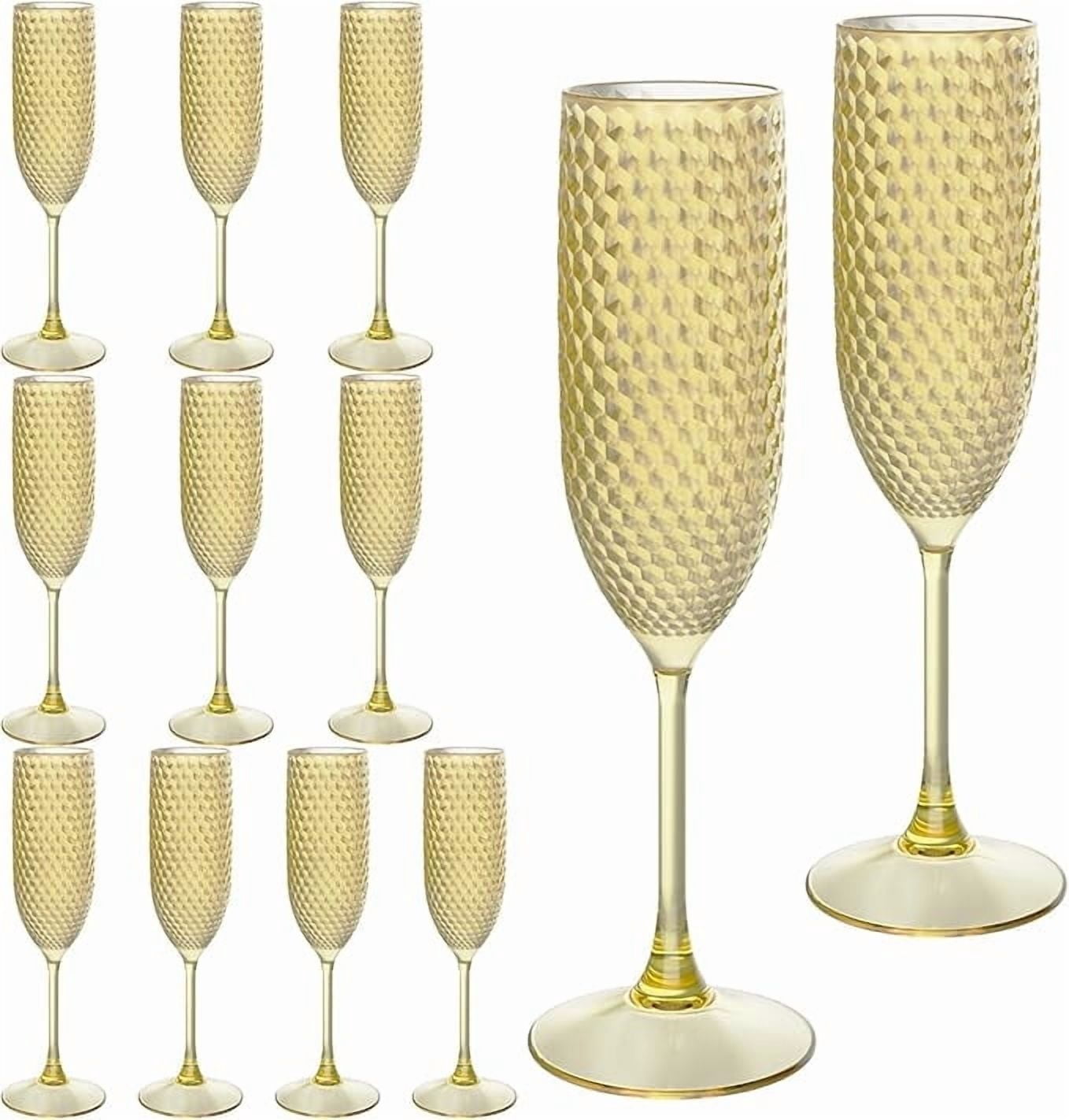 ZHURUININ 7oz Reusable Plastic Champagne Flutes ，Gold，12Pack - Walmart.com