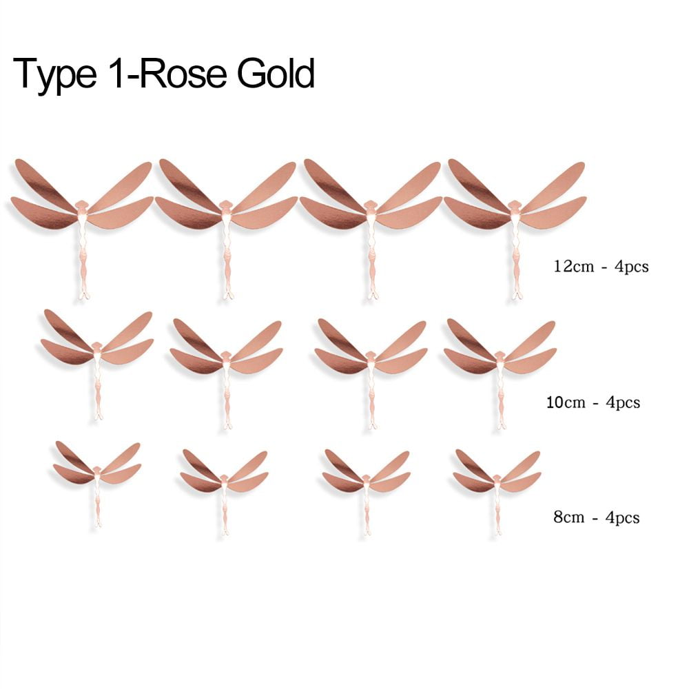 12PCS Gold Silver Rosegold Home Decoration Gardening Ornament Hollow ...