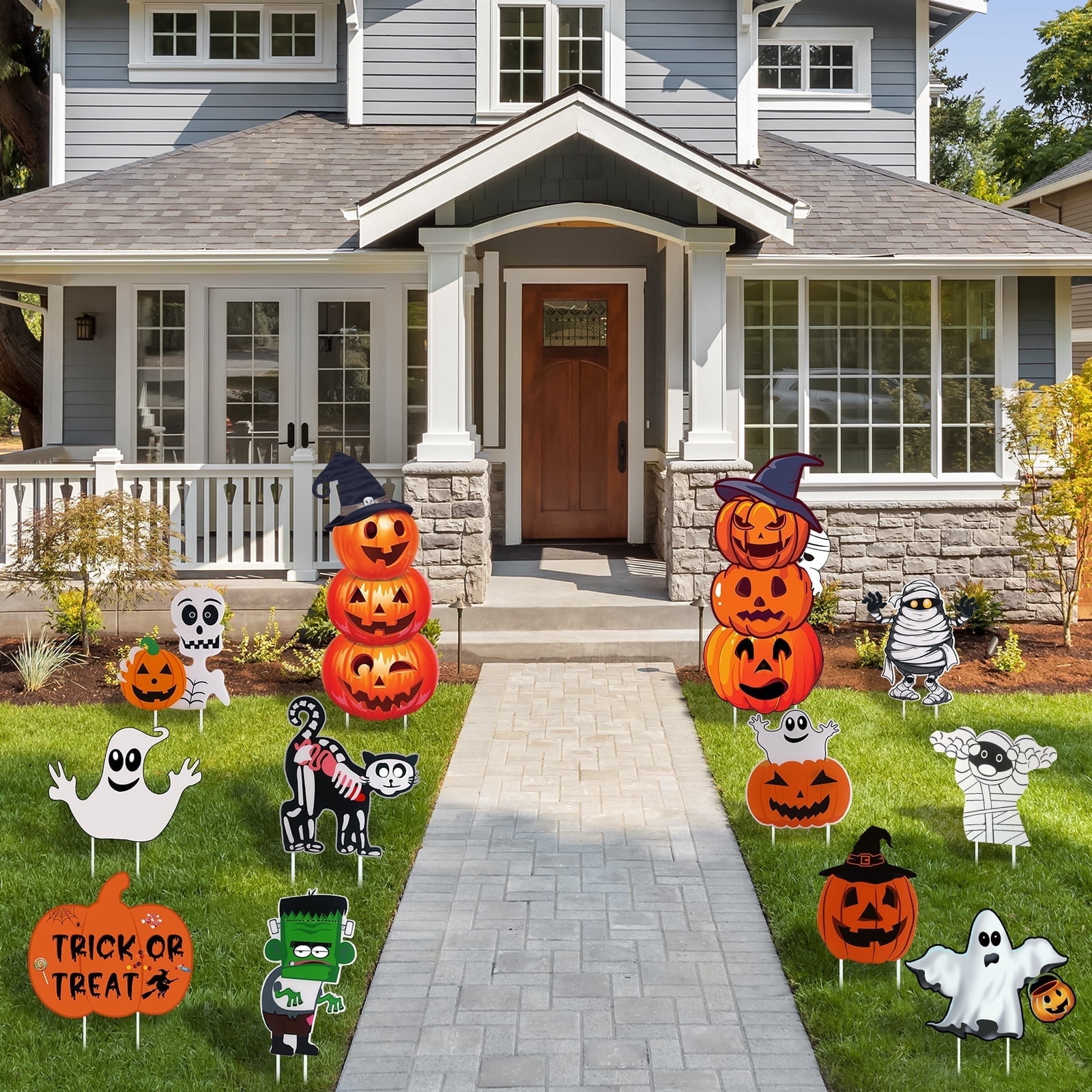 12PCS Halloween Outdoor Yard Signs with Stakes - Large Pumpkin Ghost ...