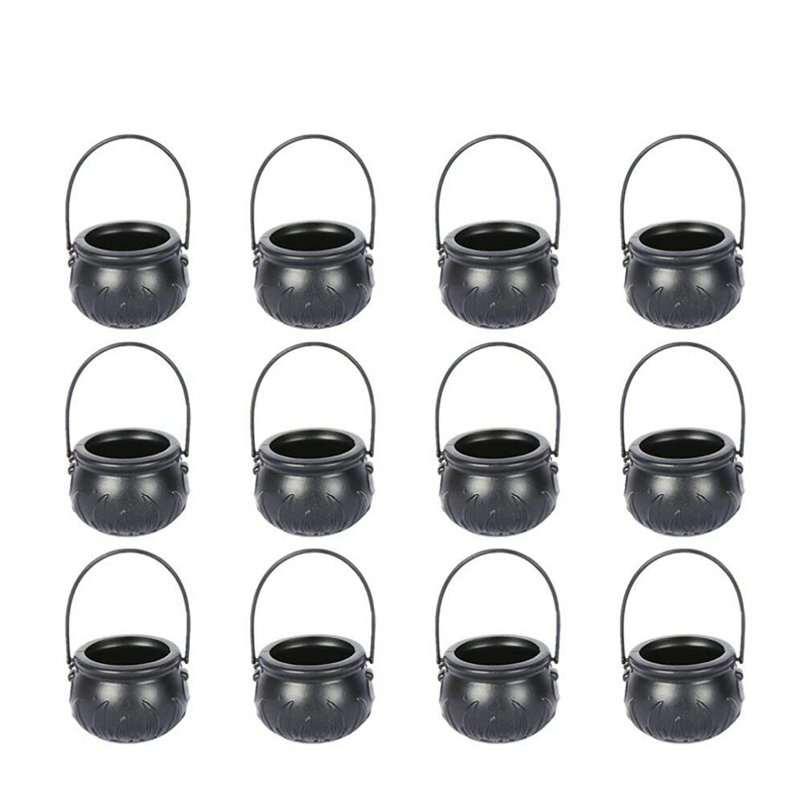 12PCS Halloween Witch Pot Plastic Mini Cauldron Black Candy Holder ...