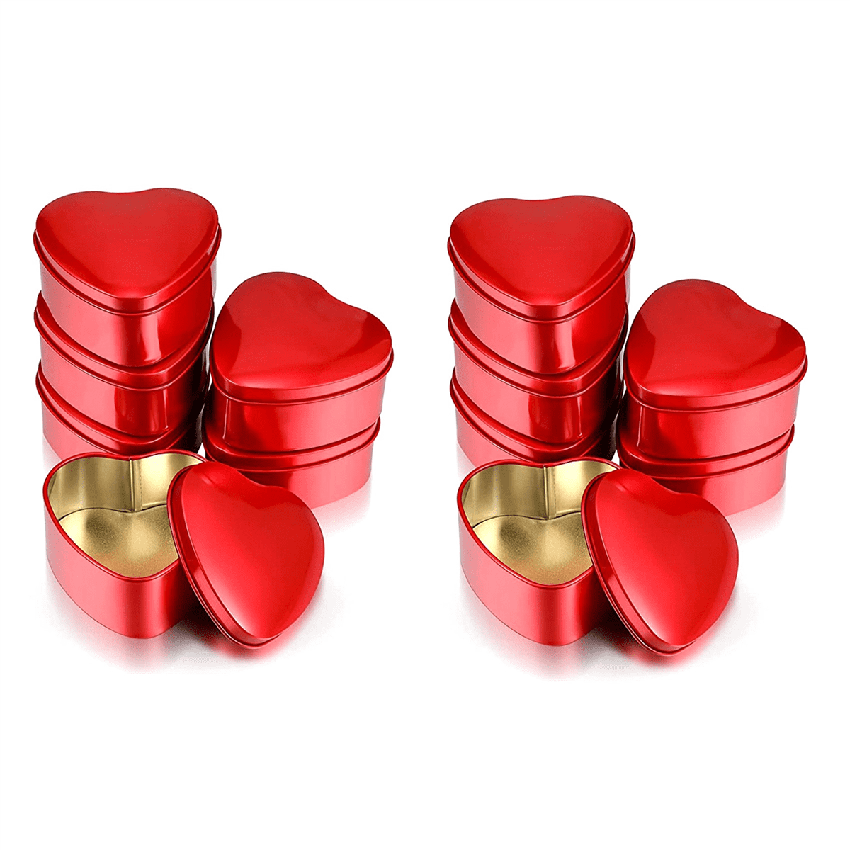 12PCS Heart Shaped Metal Tins Box with Lids Candy Boxes Heart Empty Tin ...