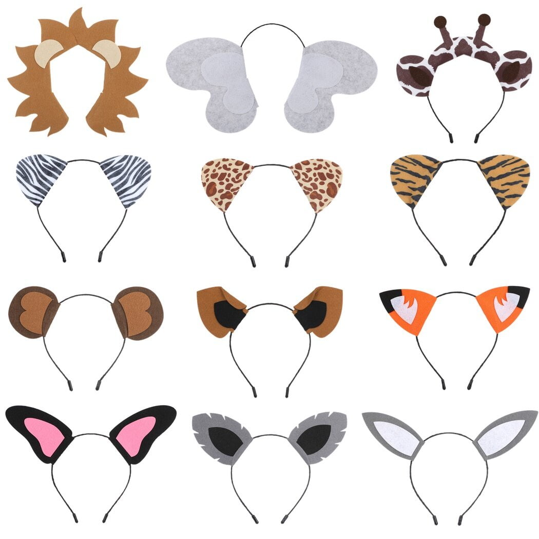 Peaoy 12PCS Jungle Animal Headbands, Safari Party Supplies, Zoo Animal ...