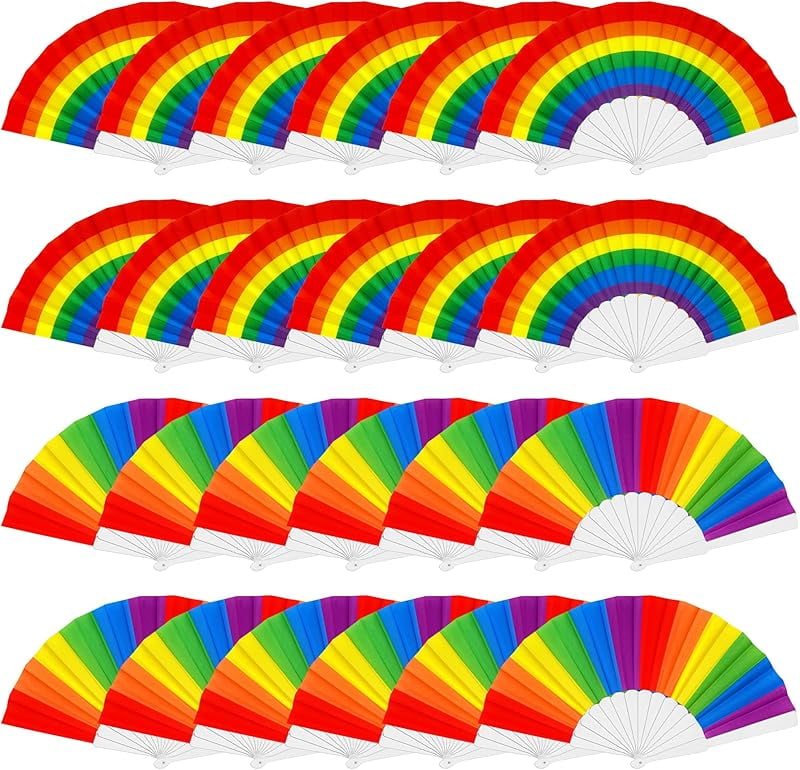12PCS LGBT Pride Accessories, Portable Rainbow Parade Fans, Foldable ...