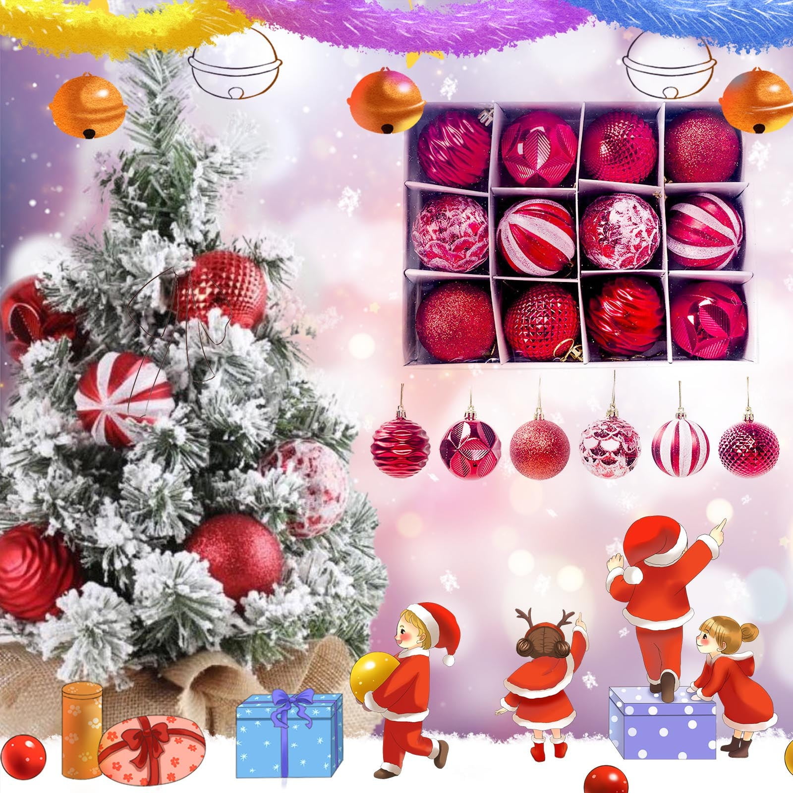 12PCS Large Christmas Ball Ornaments Shatterproof Christmas Decorations ...