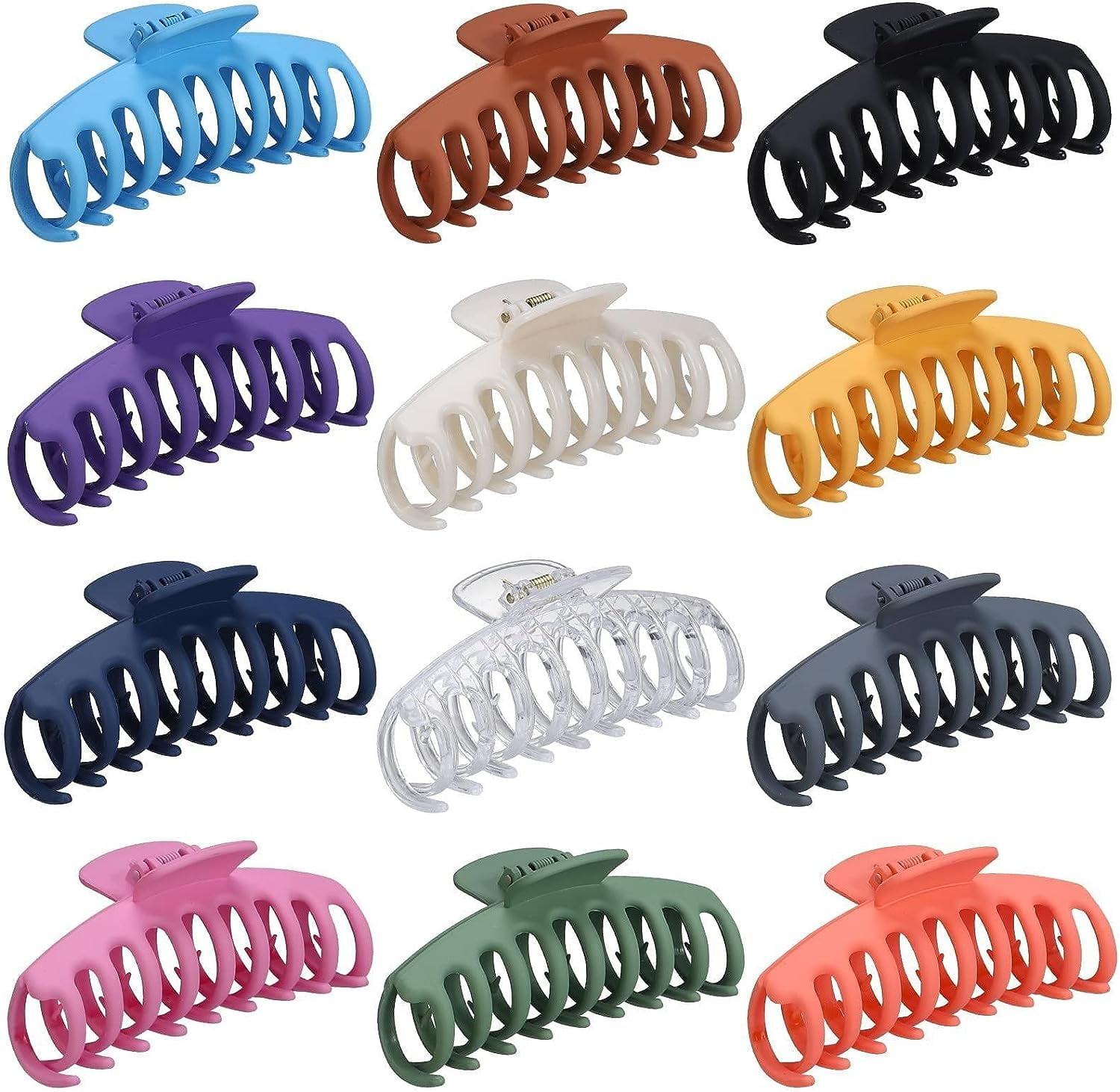 12PCS Large Hair Claw Clips Non-Slip 4.3" Big Banana Hair Claw Clips ...