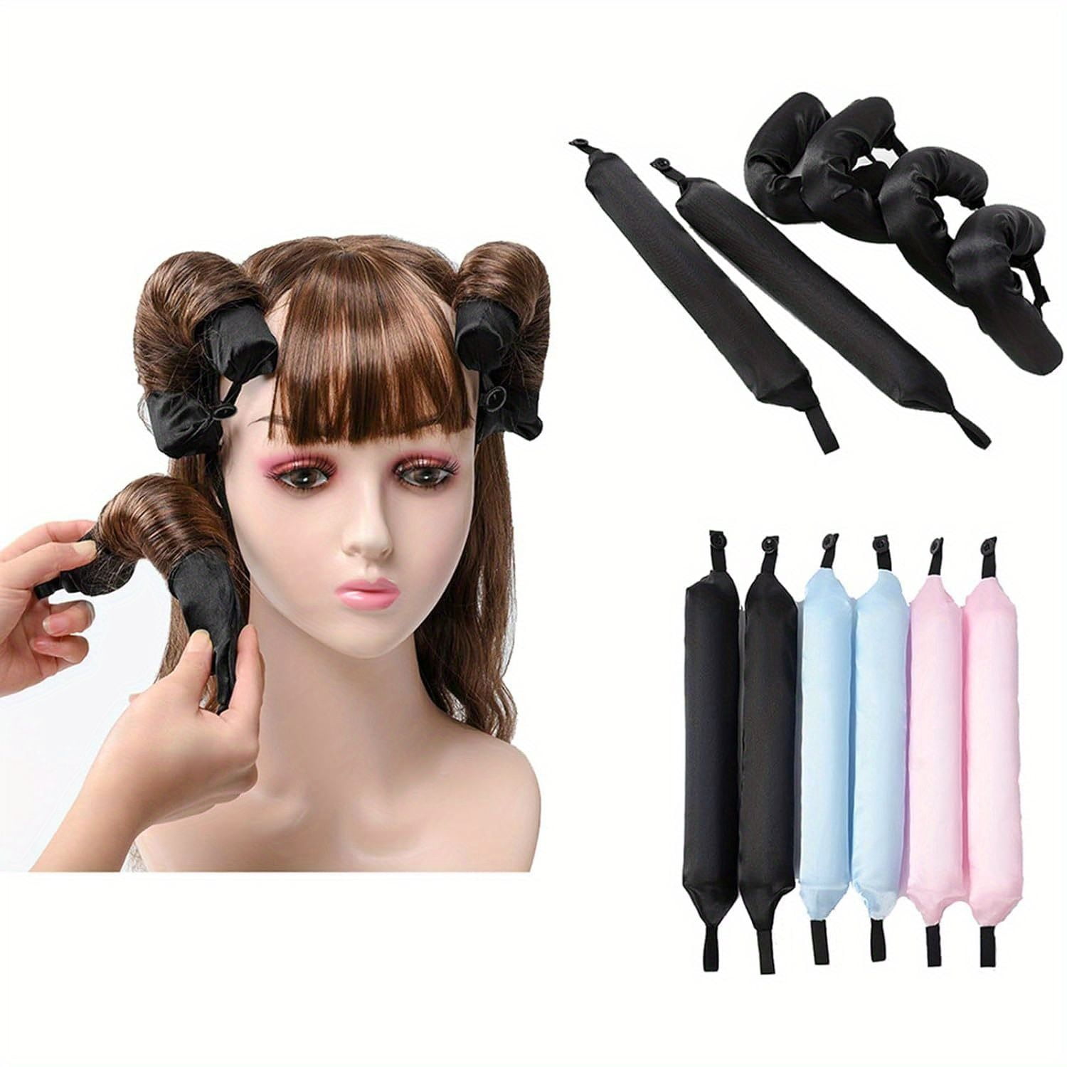 12PCS Lazy Hair Curler Set with Button Foam Rollers Big Wavy Curling ...