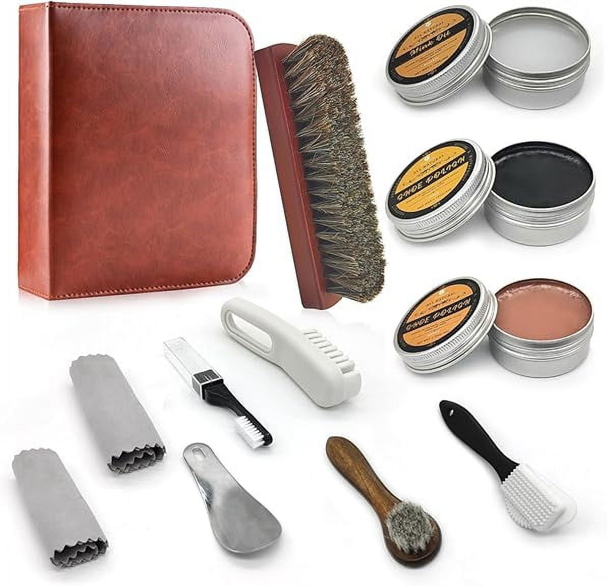 12PCS Leather Shoe Care Kit, Boot Polish Shoe Shine kit for Men & Women ...