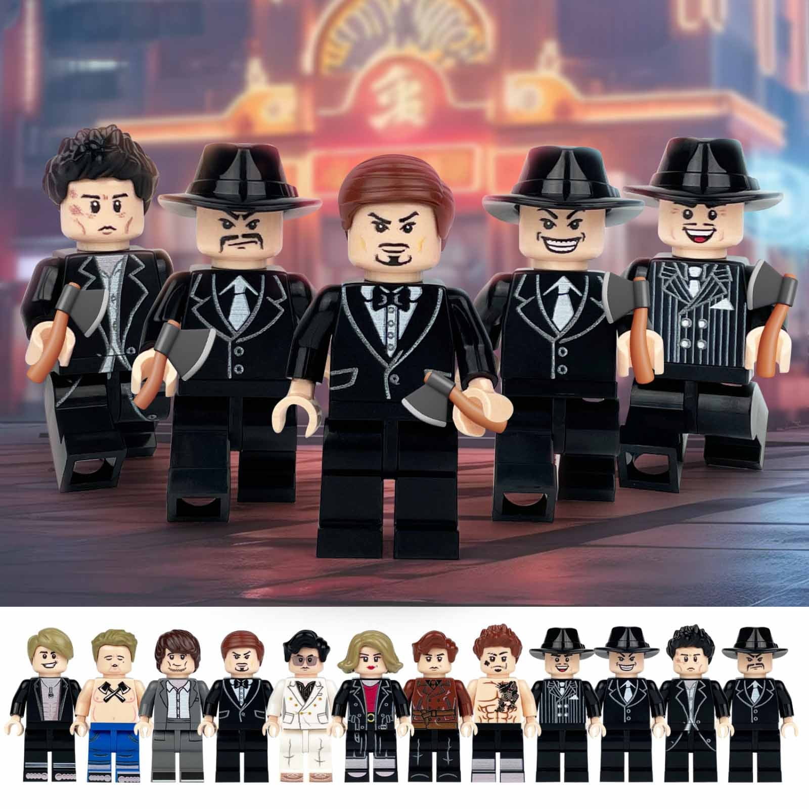 12PCS Mafia Gangster Minifigures Building Block Set – Mobster Crew ...