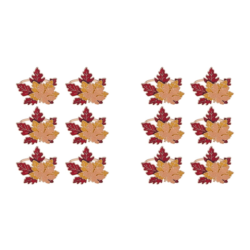 12PCS Maple Leaf Fall Napkin Rings Maple Leaf Napkin Ring Autumn Themed ...
