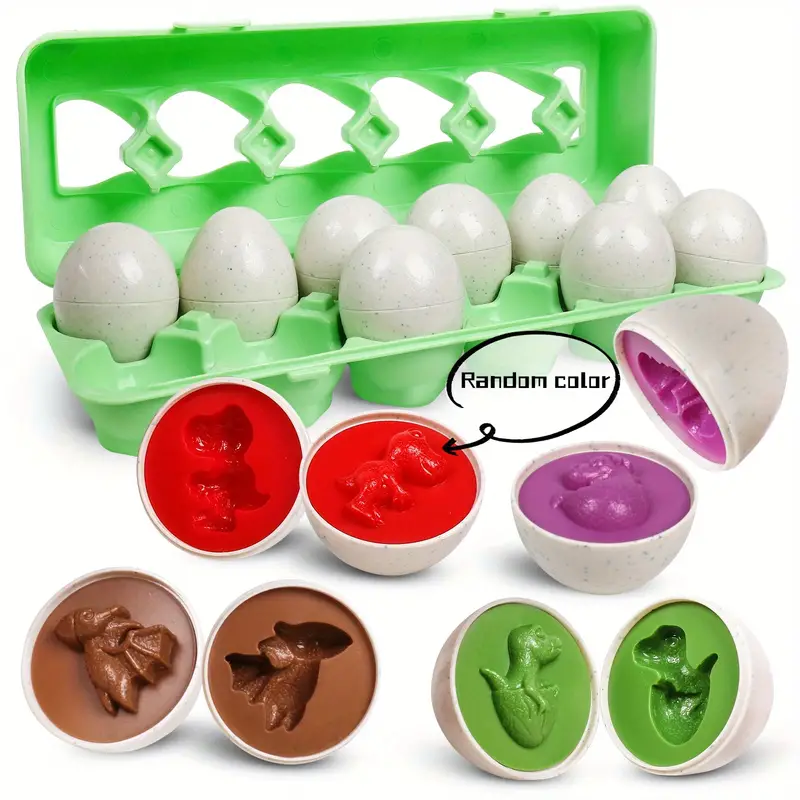 12PCS Matching Eggs Color Shape & Dinosaur Recognition Sorter Puzzle ...