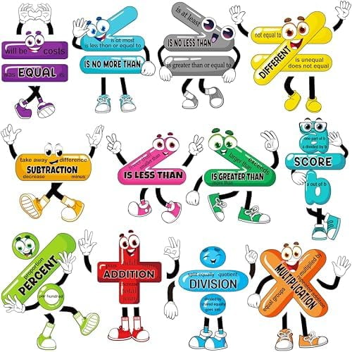 12PCS Math Posters Bulletin Board Classroom Decor: Educational Magnets ...