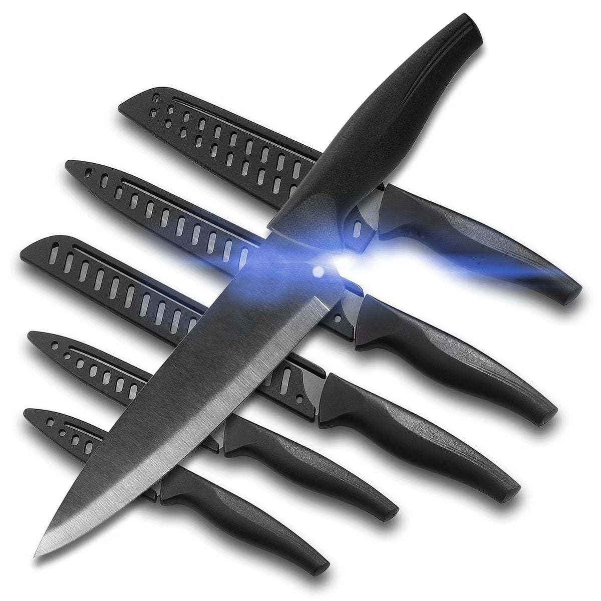 12PCS Matte Black Titanium Stainless Steel Knife Set, Sharp Kitchen ...