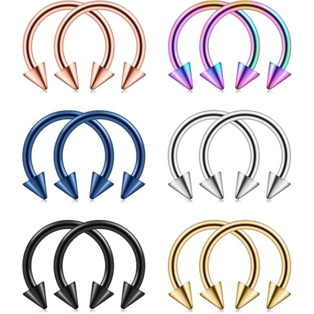 12PCS Mixed Color Body Jewelry Set, 12G 316L Implant Grade Steel ...