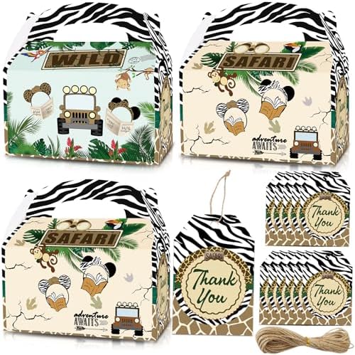 12PCS Mouse Safari Party Gift Boxes With Thank You Card Tags, Wild ...