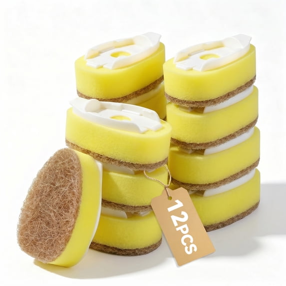 12PCS Natural Dish Wand Sponge Refills, Sisal Hemp Dishwand Refills ...