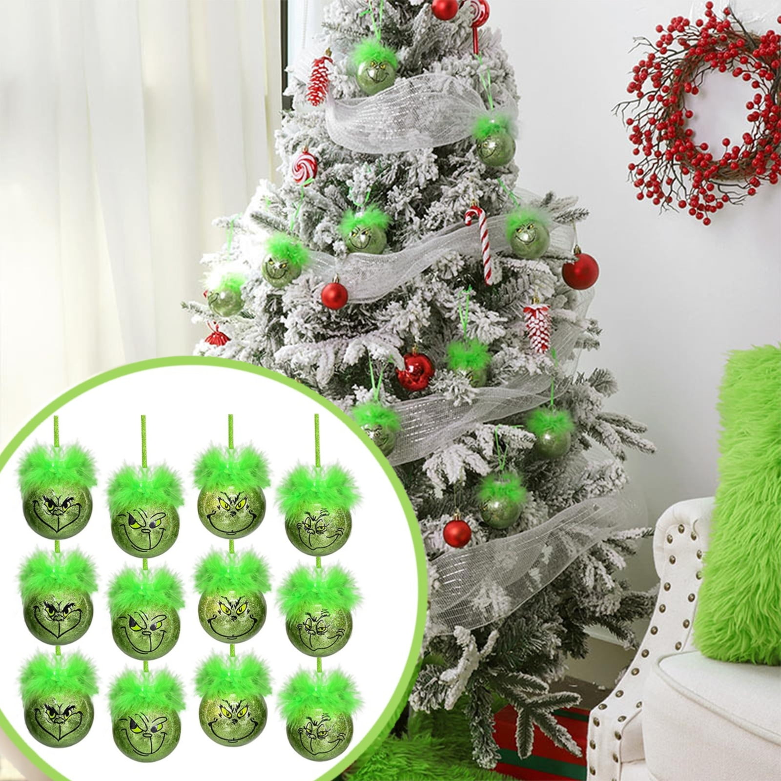 12PCS-Pack Of Christmas Decoration Grinch Christmas Tree Grinch ...