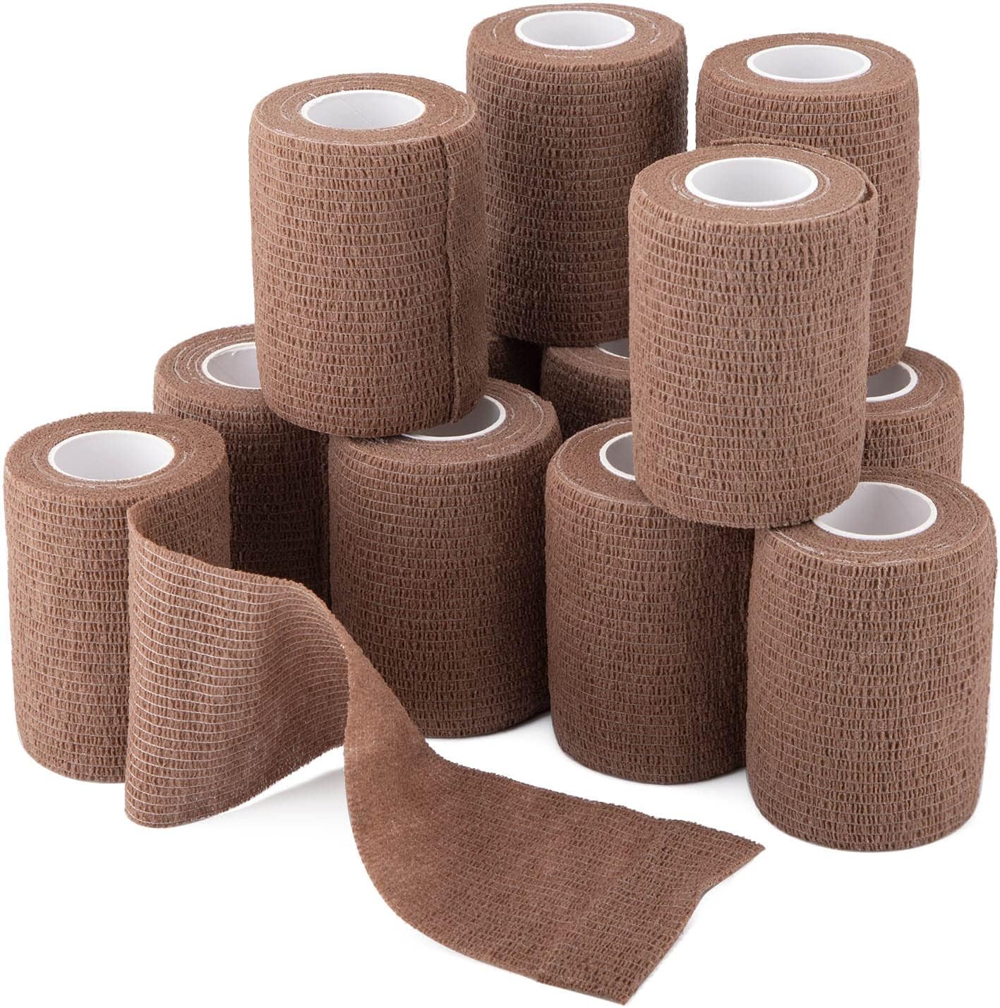 12PCS Pack Self Adherent Cohesive Wrap Bandages, 5 Yards Elastic First ...