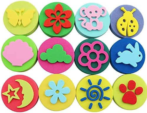 12PCS Painting Stamper Double-Side Sponge Stamper Paint Drawing Sponges ...