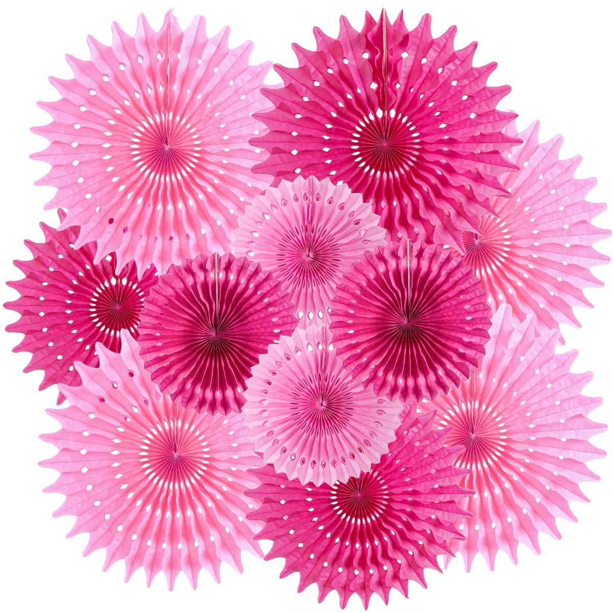 12PCS Paper Fans Hot Pink Party Decorations Tissue Paper Flowers ...