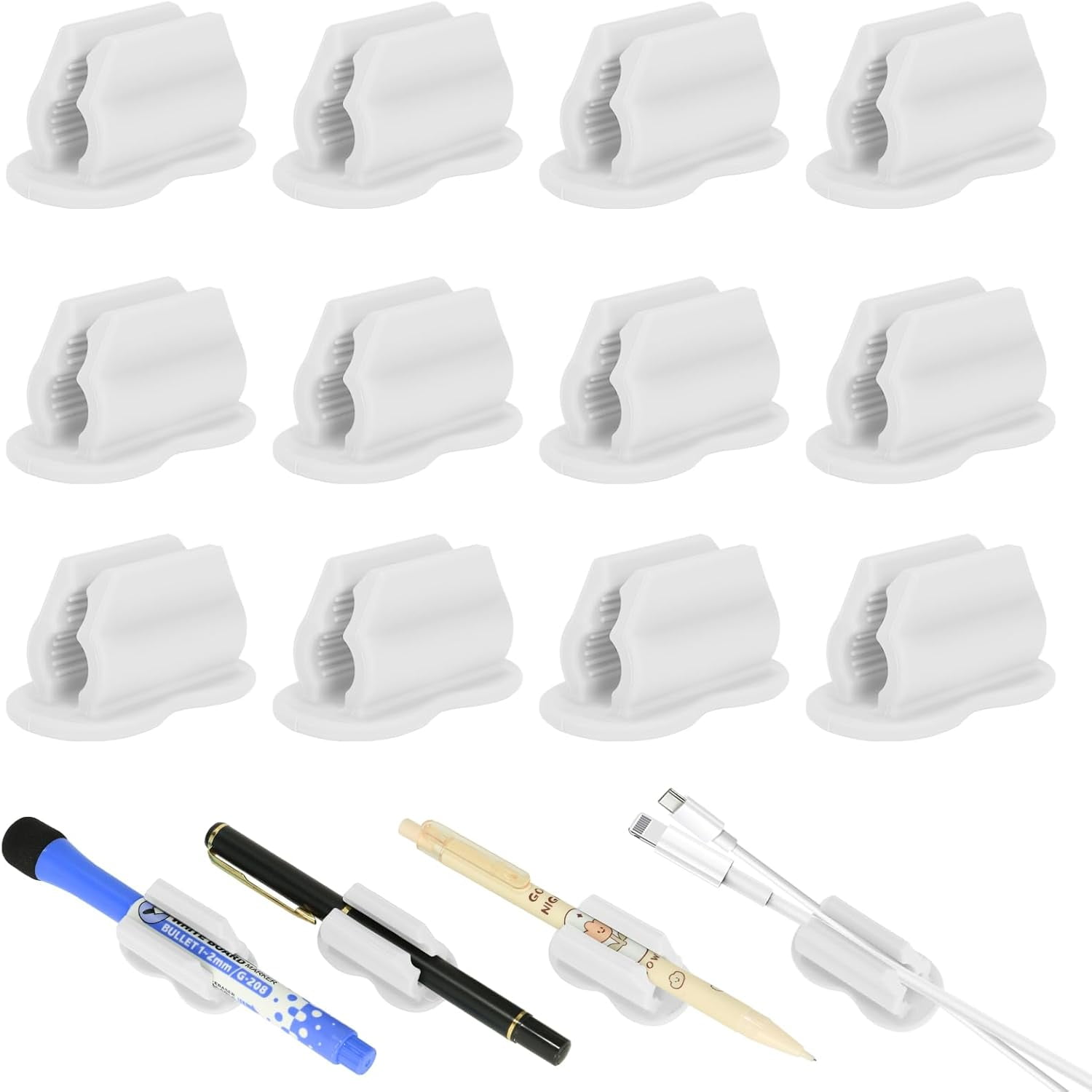 12PCS Pen Holder for Desk Adhesive Pen Pencil Holder Wall Clipboard Car ...