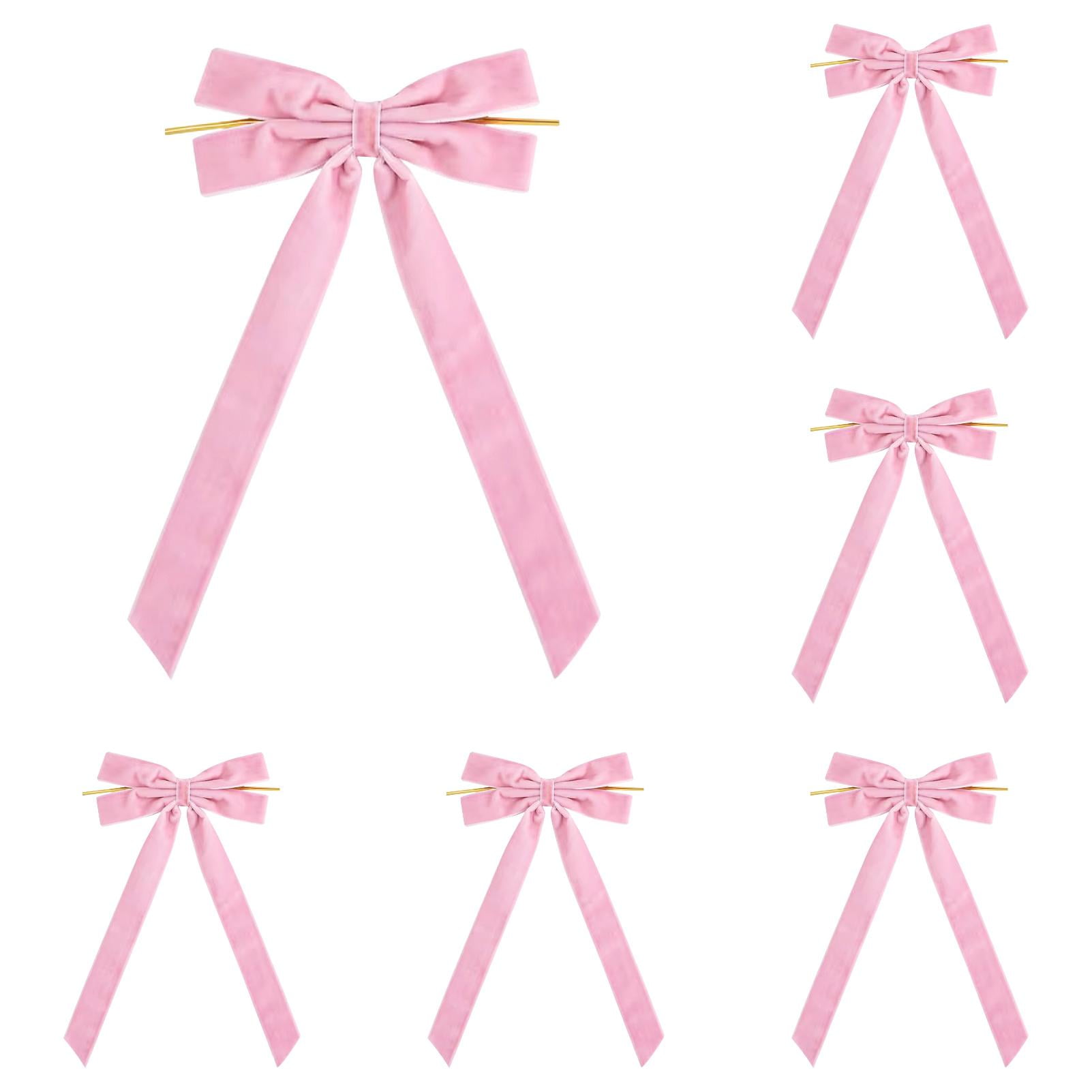 12PCS Pink Velvet Christmas Bows for Tree Decorations – 5"x7" Vintage ...