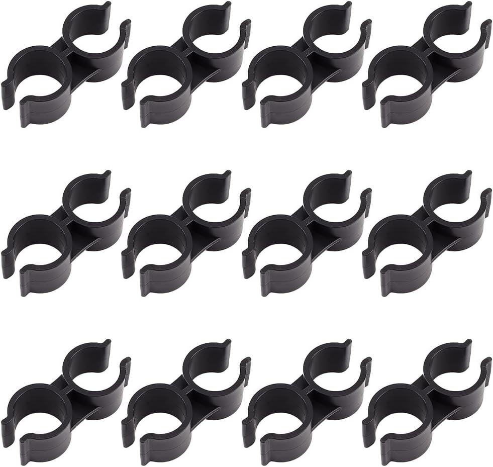 12PCS Plastic Double Pipe Clamps Shelf Pole Connector Pipe Clamp ...